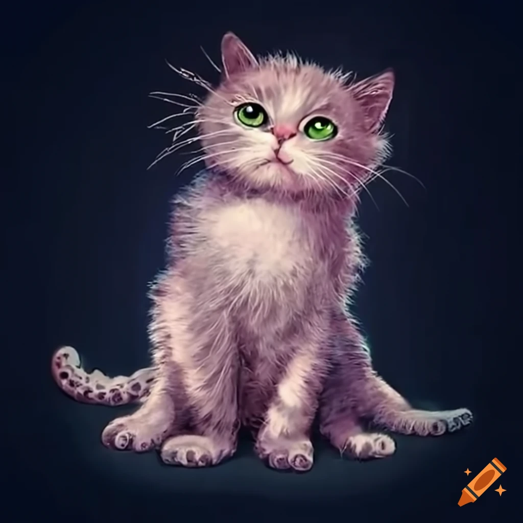 Cute cat with octopus legs