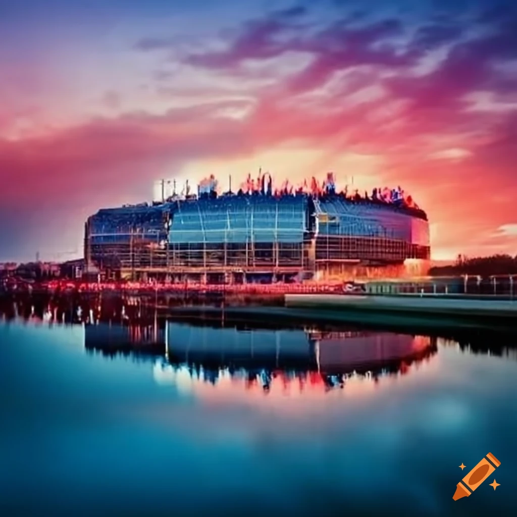 Football stadium in omaha, nebraska near a river
