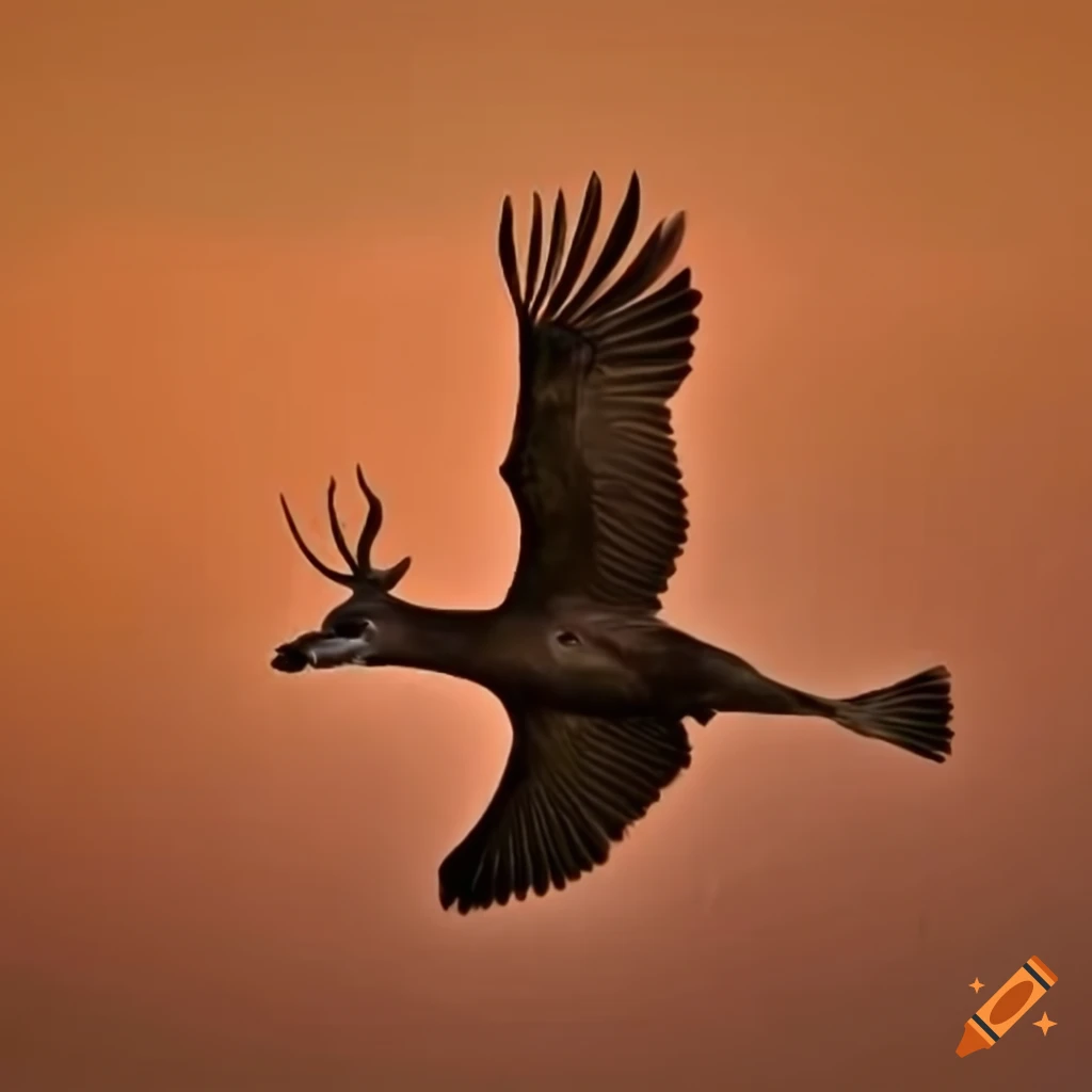 Flying deer in the sky on Craiyon