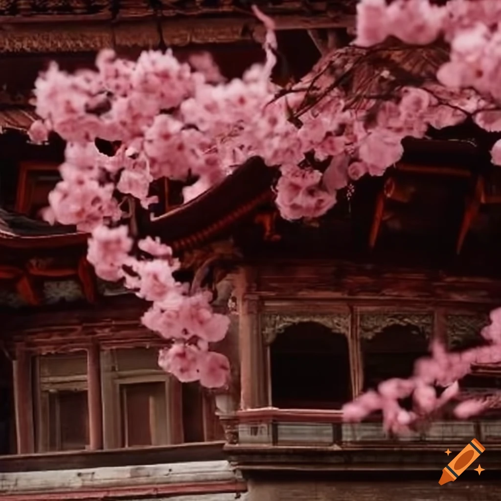 Picture of a cherry blossom temple