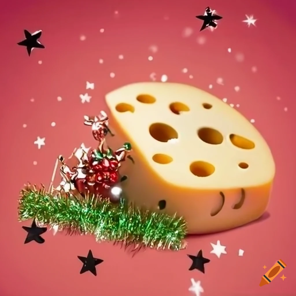Festive christmas cheese with stars and tinsel