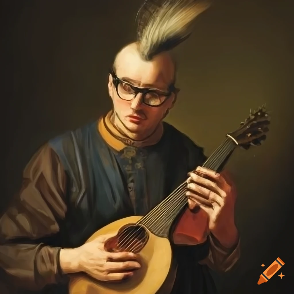 Man with mohawk playing mandolin