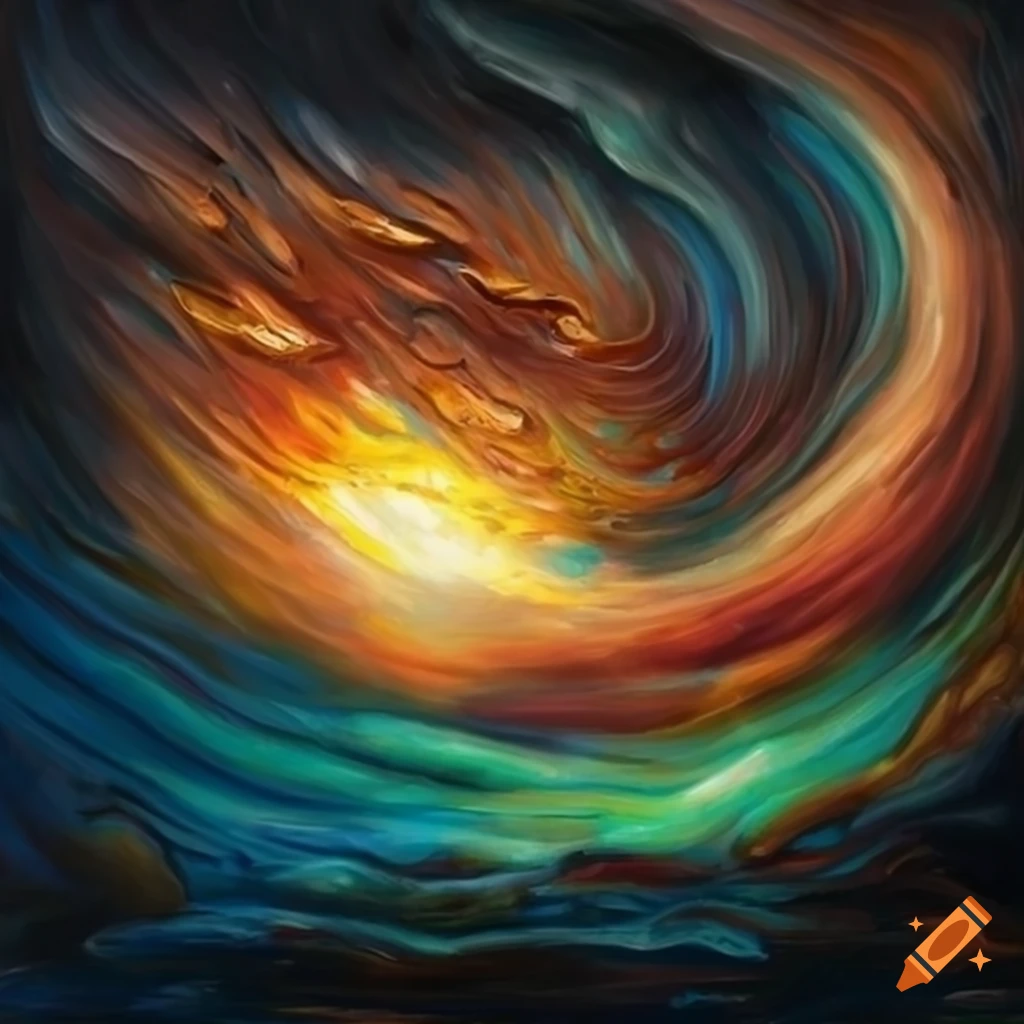 Oil painting of a meteor with shockwaves