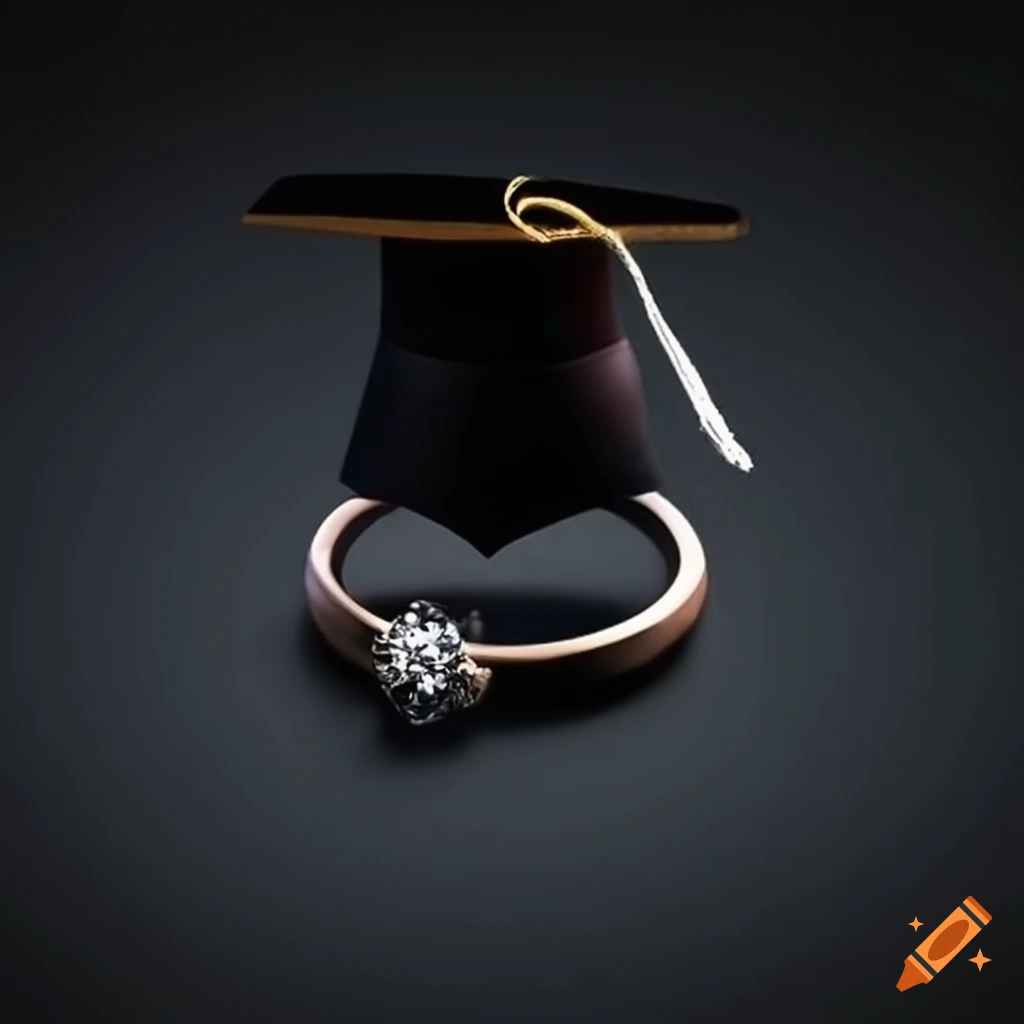 Engagement ring with graduation hat