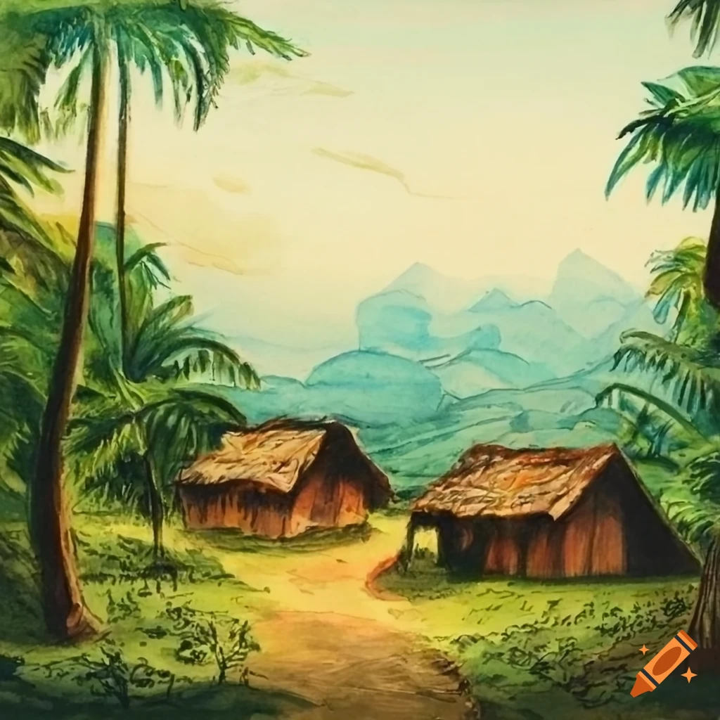 Colombian landscape drawing