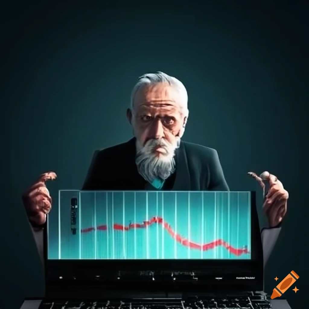 Image of philosopher studying trading charts