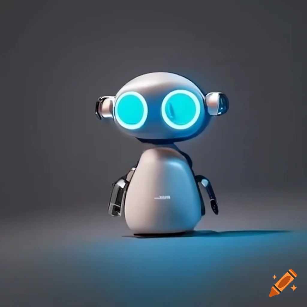 Cute futuristic robot holding mg motors logo