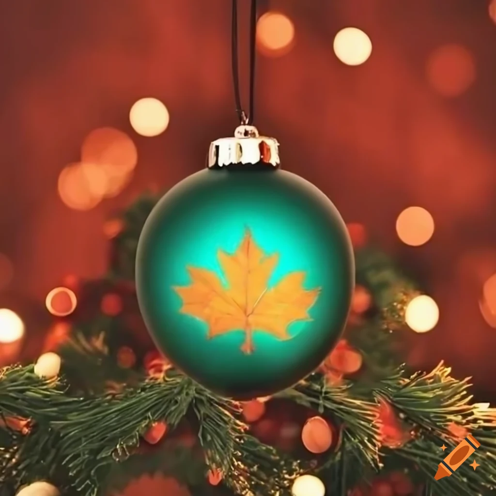 Christmas tree ornament with Canadian maple leaf design on Craiyon