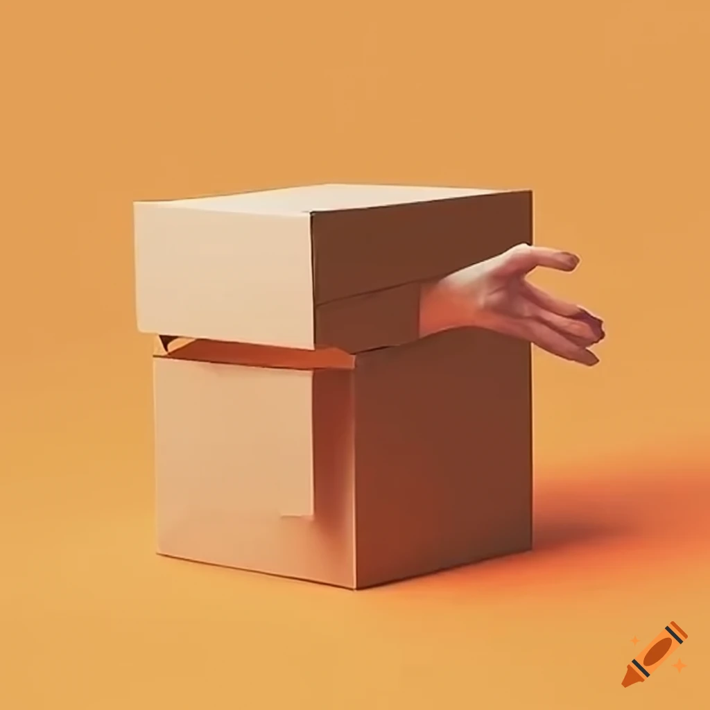 Illustration of a person with feet moving boxes on Craiyon