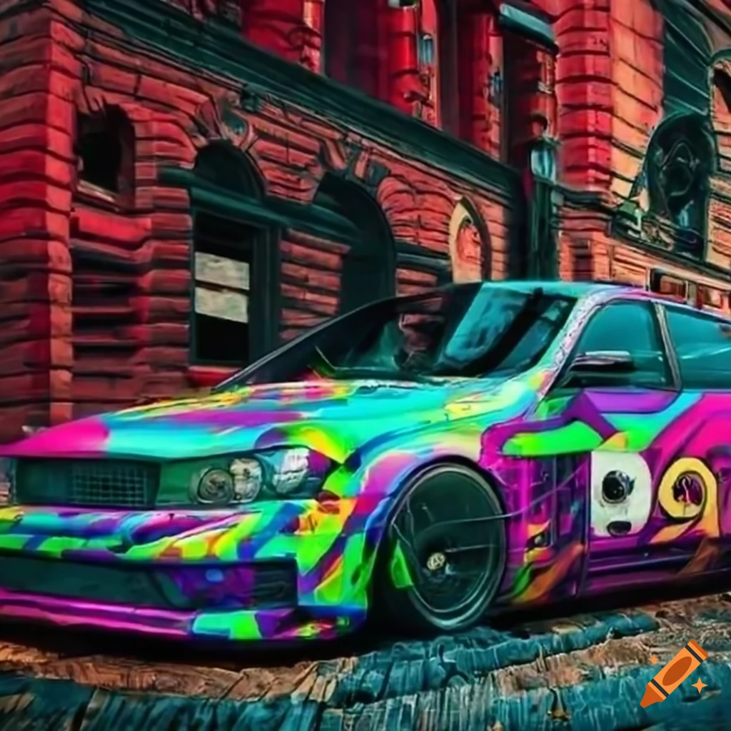 Psychedelic racing saloon car