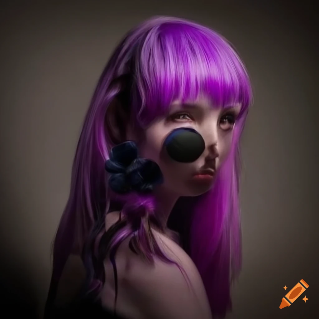 Cosplayer with purple hair and fantasy theme on Craiyon