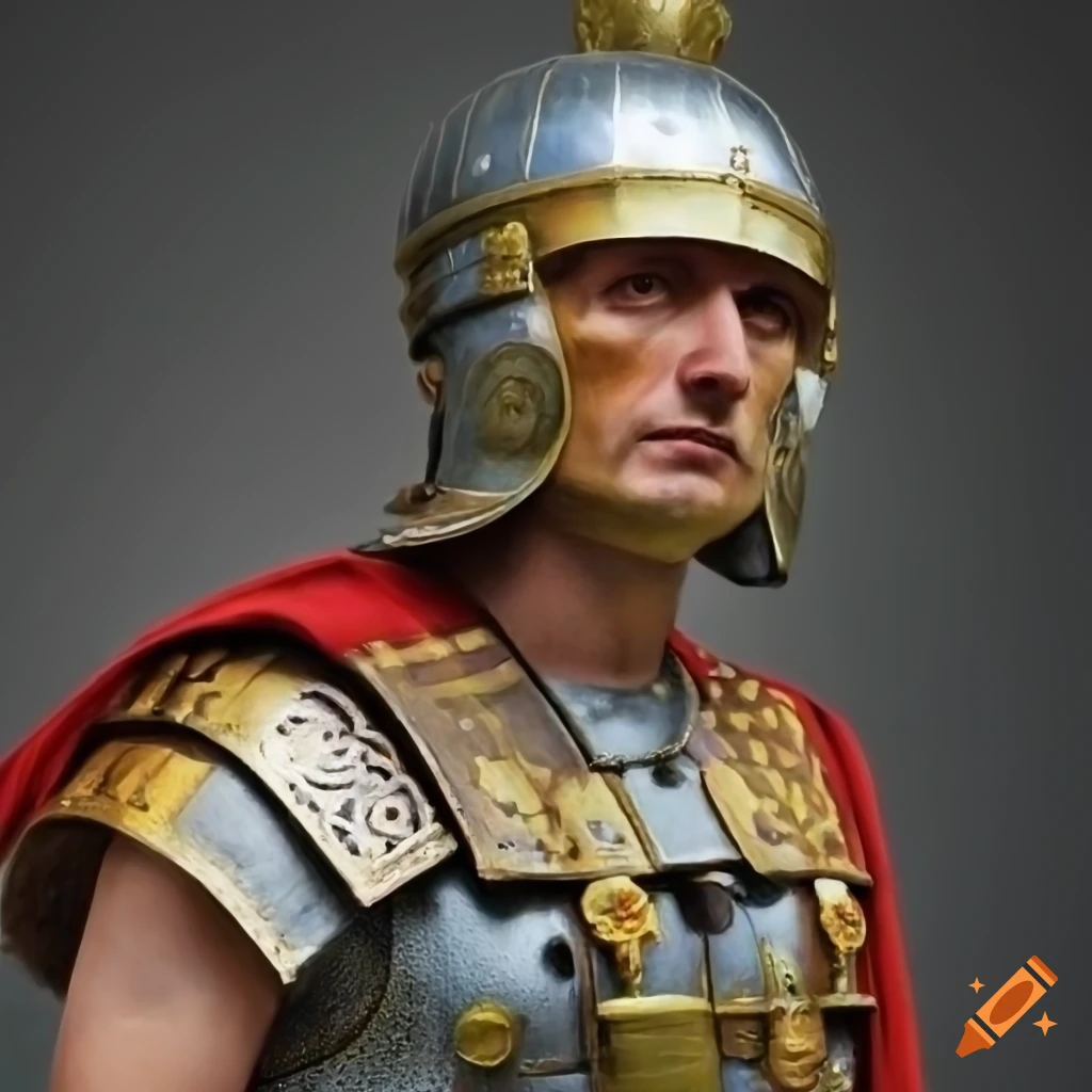 Close-up photo of an ancient roman legionary on Craiyon