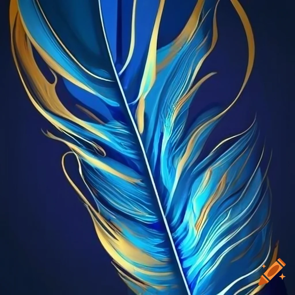 Abstract blue and gold feather