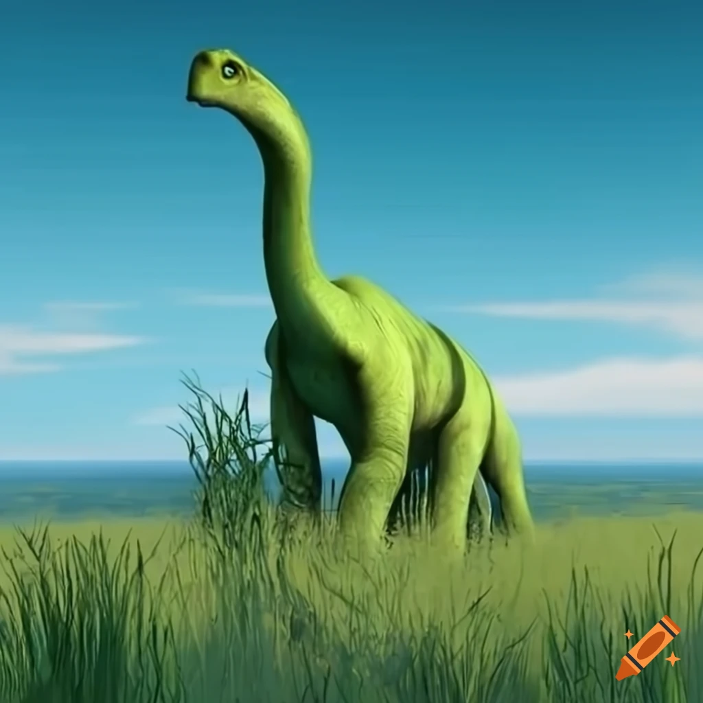 Green Brachiosaurus In Dense Vegetation
