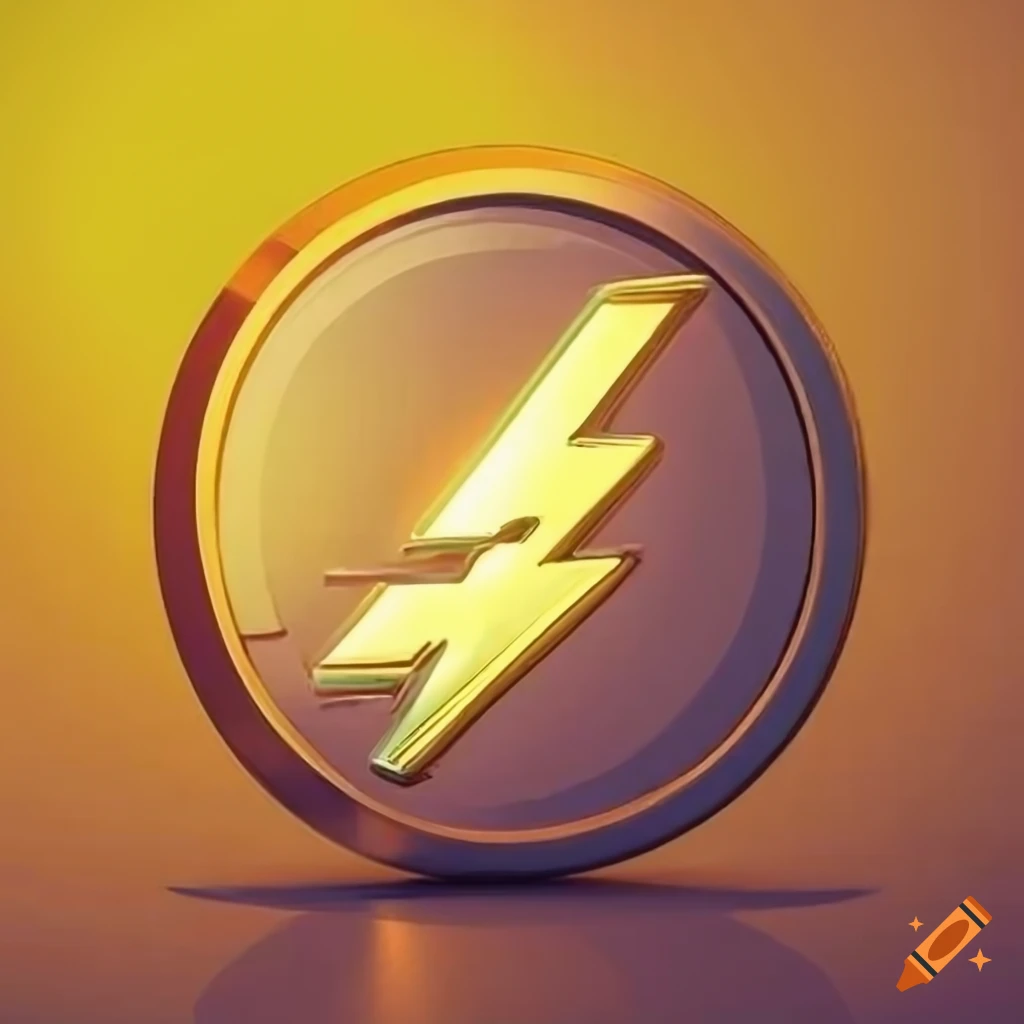 Gold coin with electric emblem icon