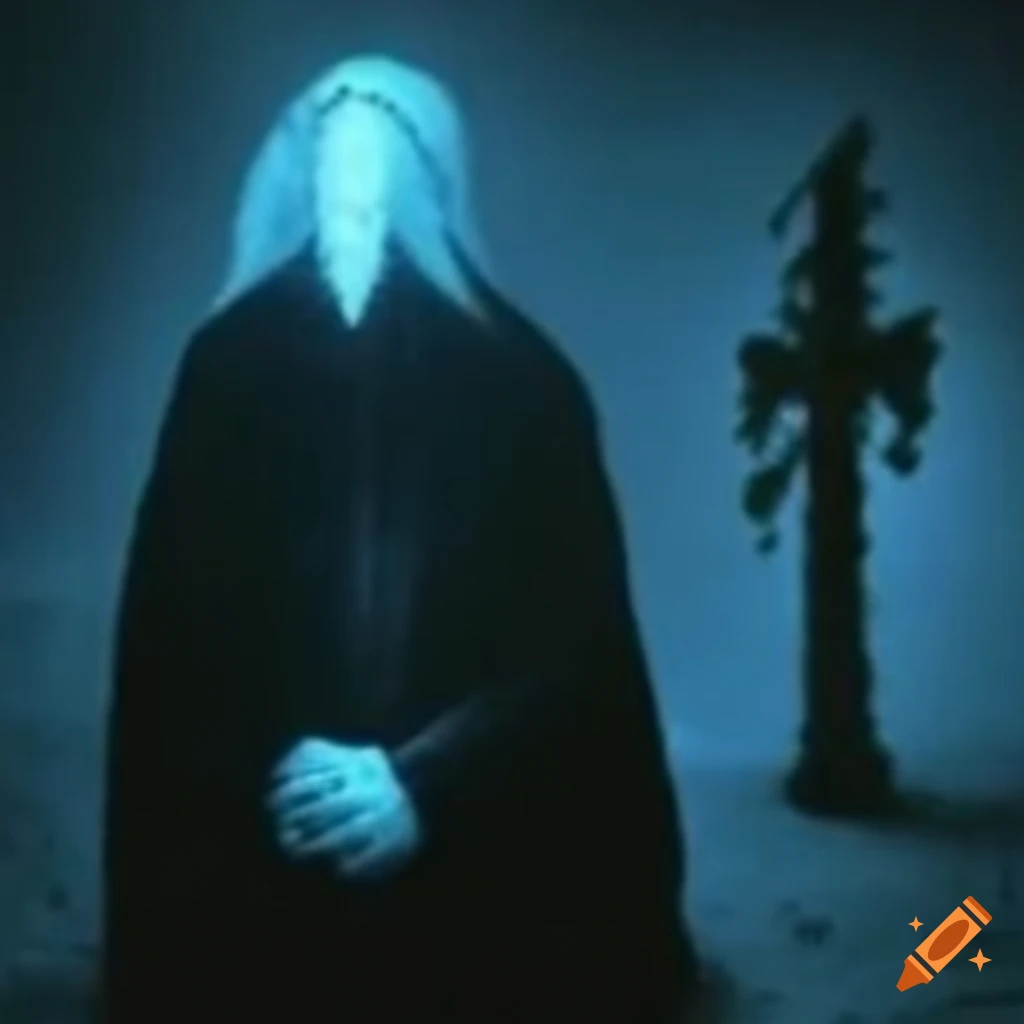 Terrifying ghost with glowing eyes