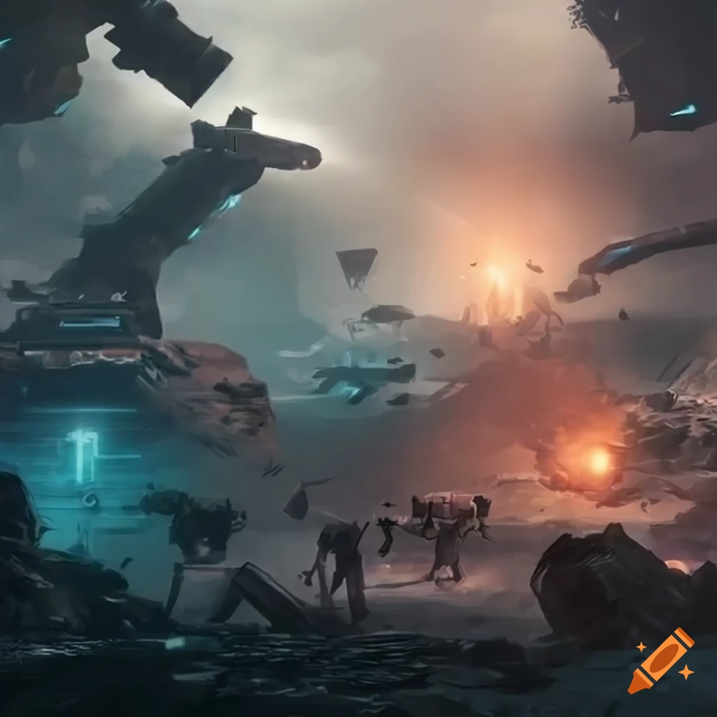 Sci-fi battlefield scene