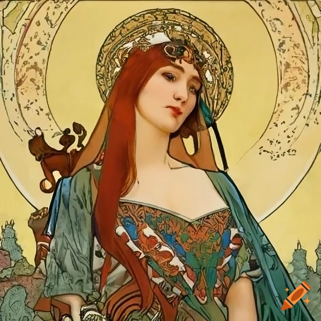 Painting of a knight and a woman in a medieval landscape on Craiyon