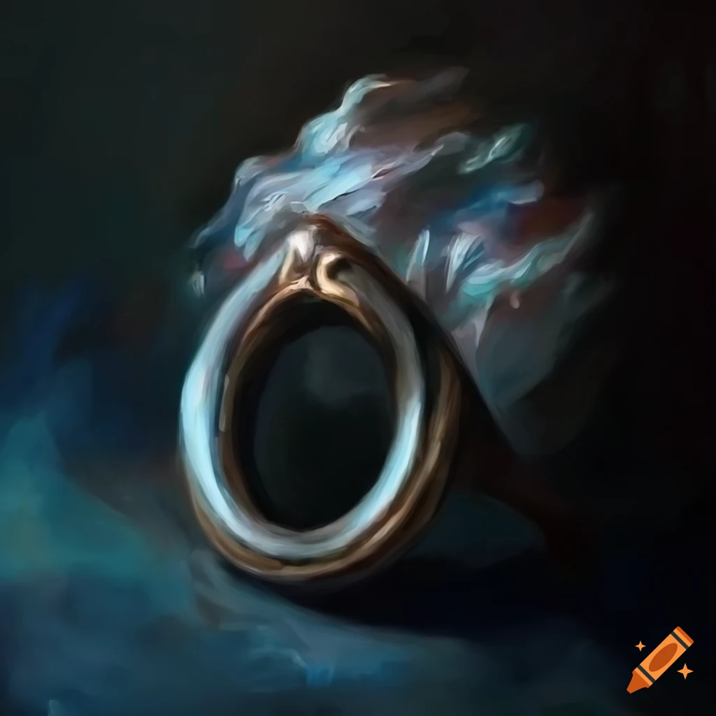 Oil painting of a ring with invisible person's shadow on Craiyon