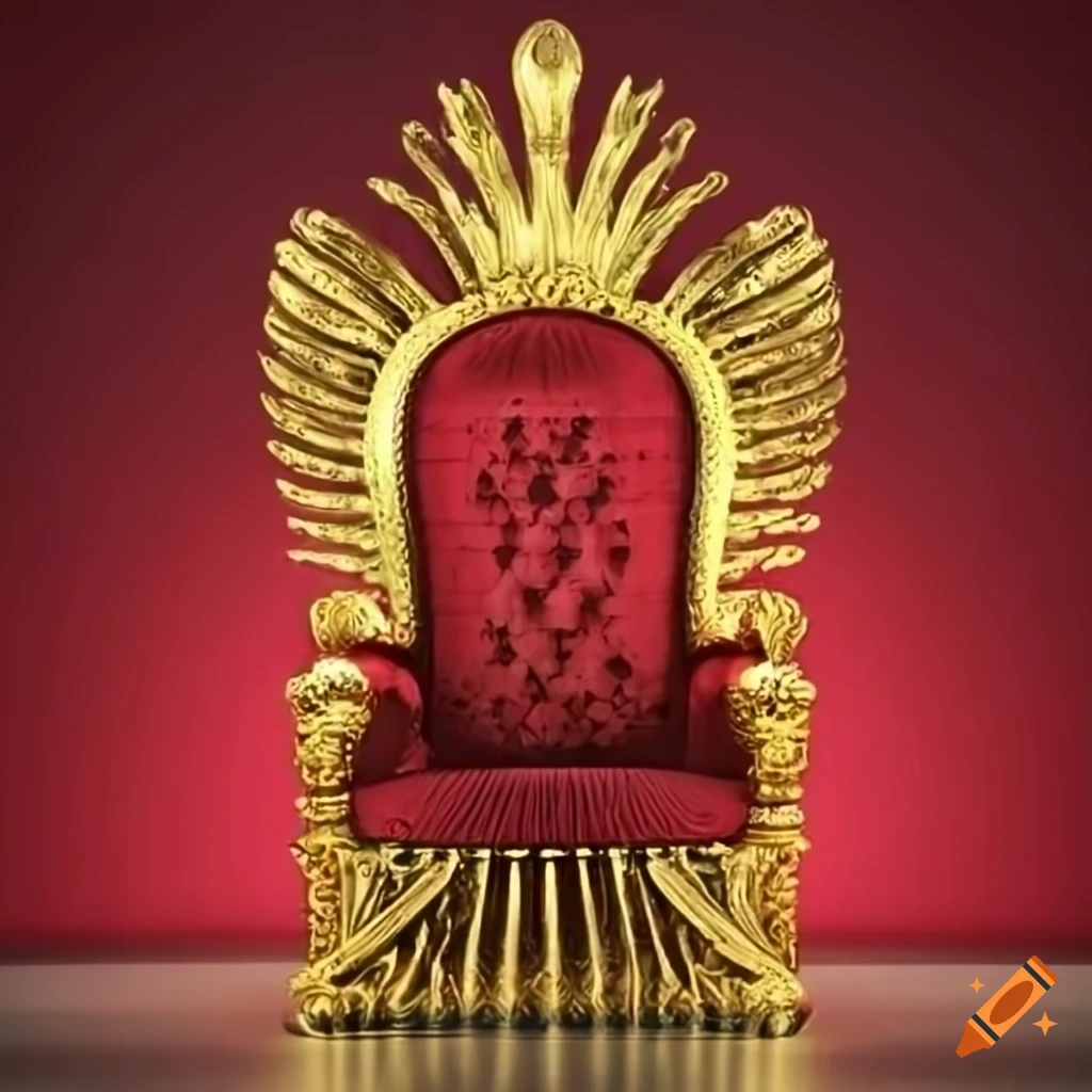 Sketch of a golden throne in a heart-shaped red room