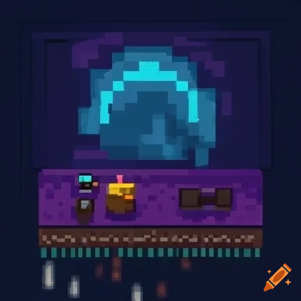 Top view pixel art of a magical room