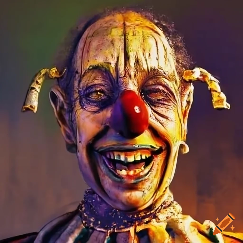 Surreal character design of a sacred clown