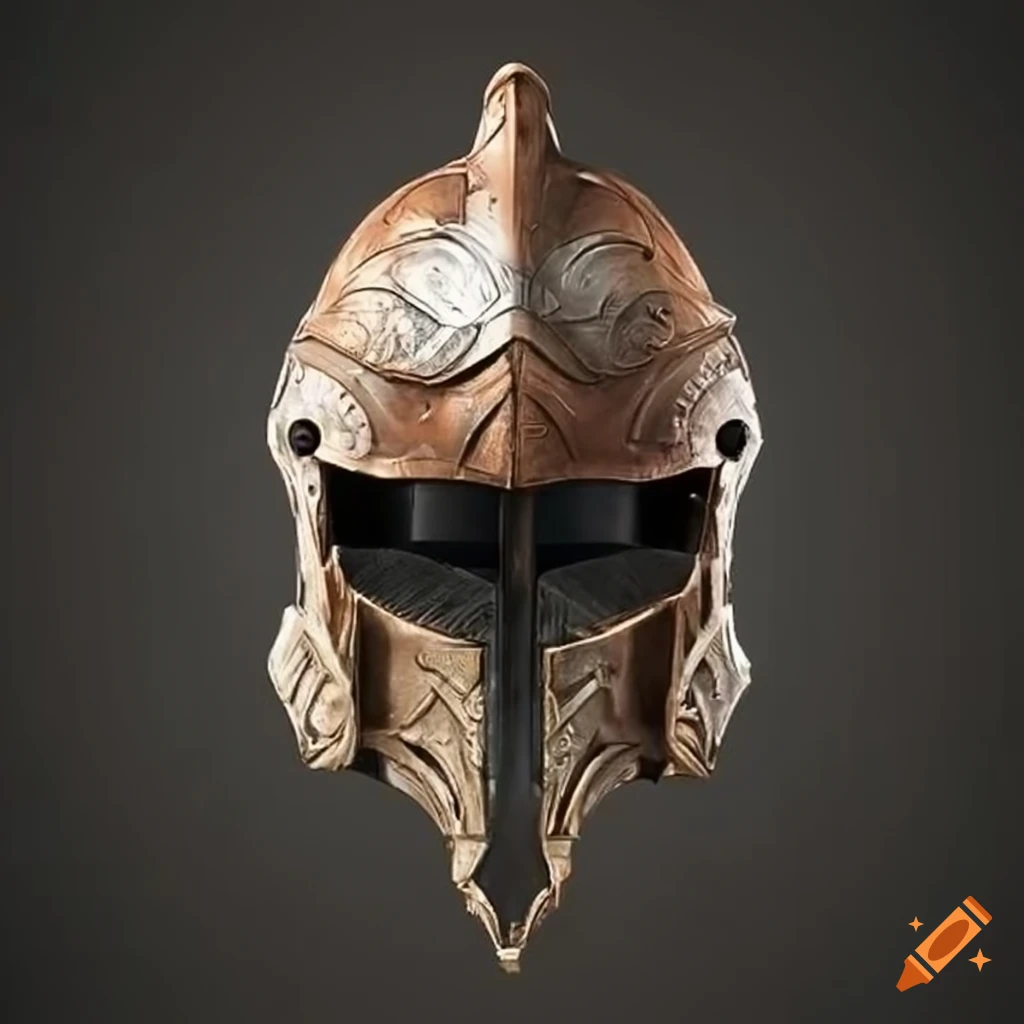 Intricate symmetrical battle helmet on Craiyon