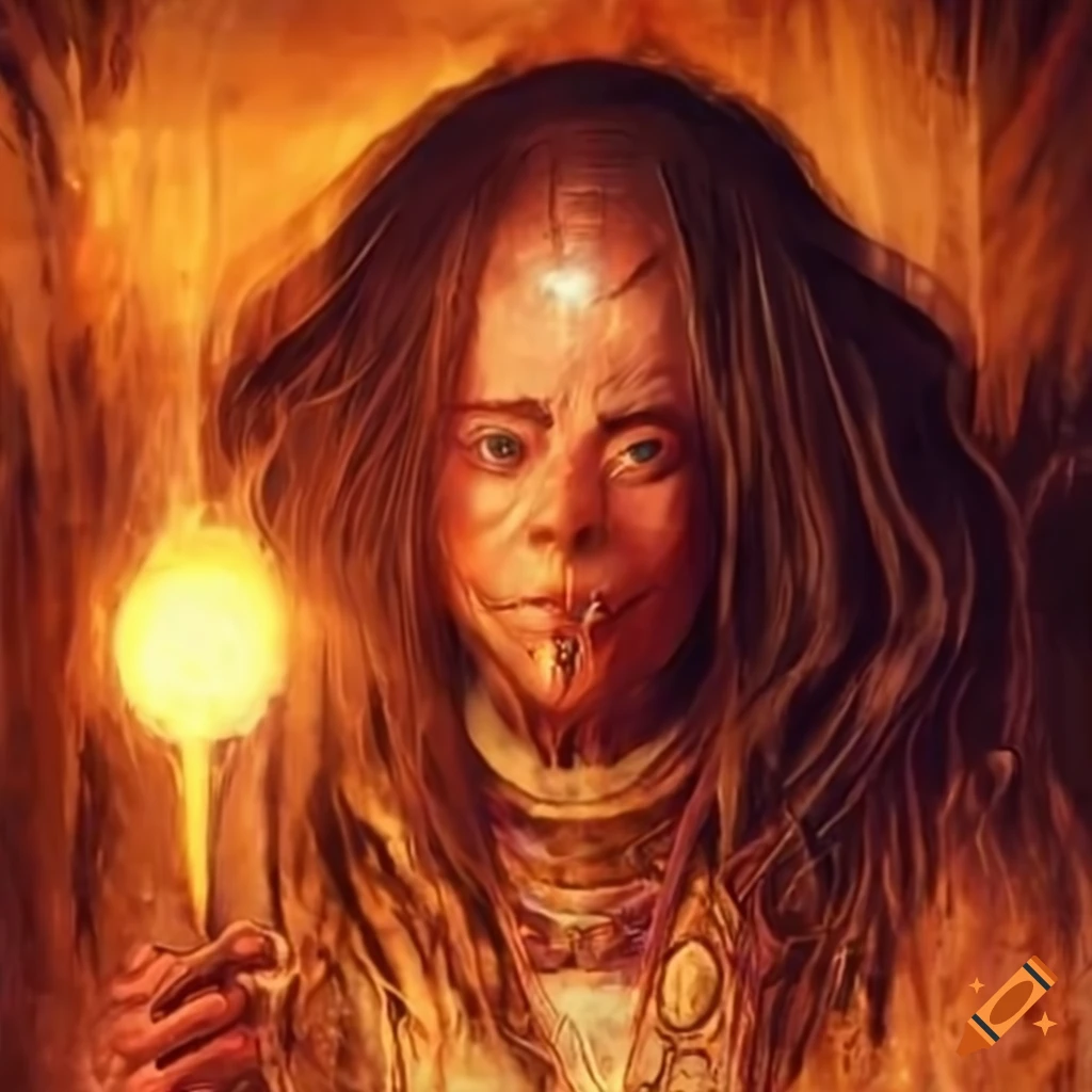 Ten of Wands tarot card with Mars symbolism on Craiyon