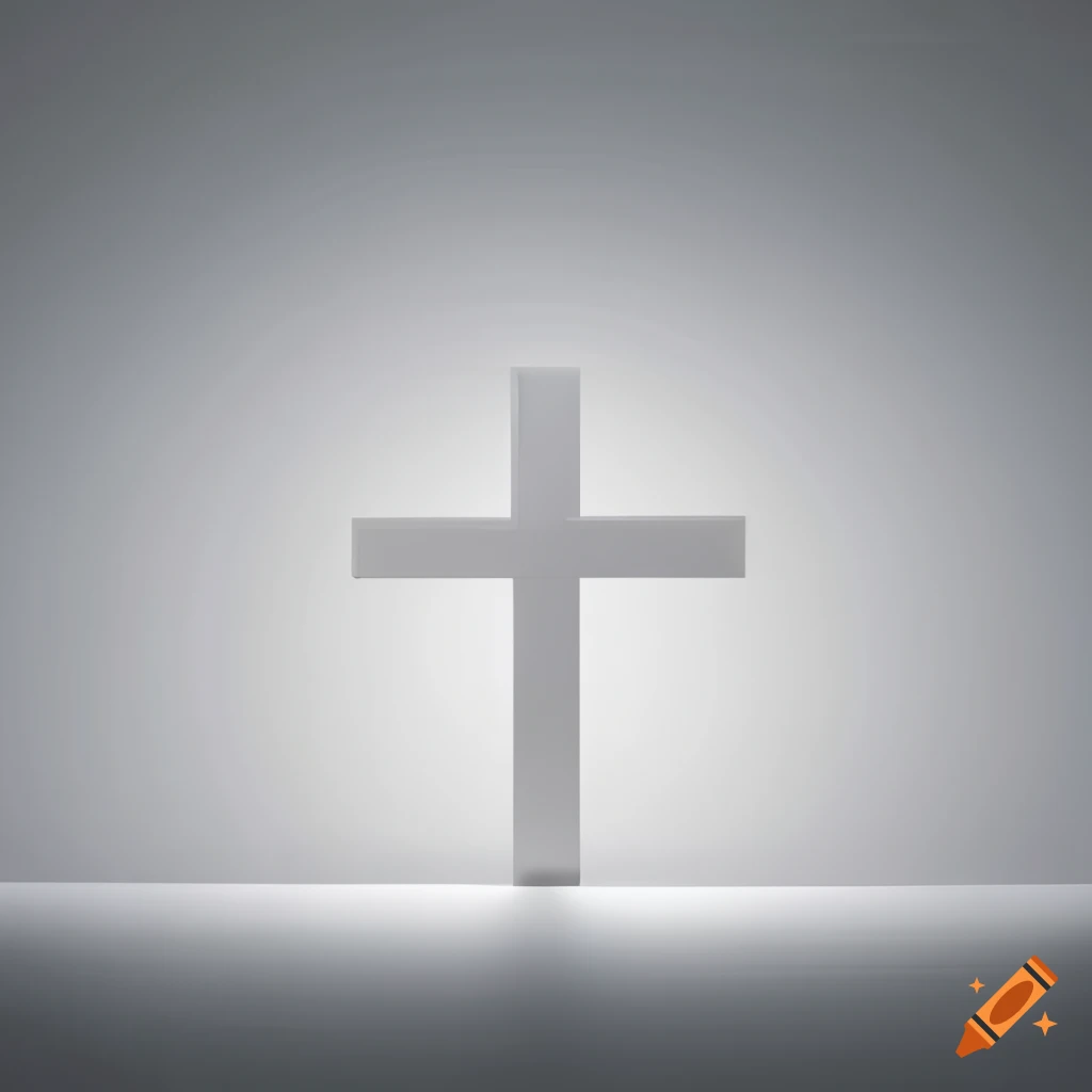 Minimalist white room with a cross on the wall