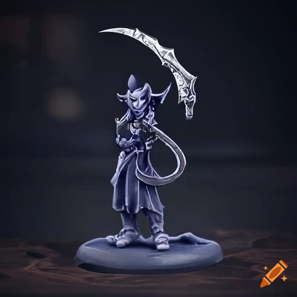 Artwork of a tiefling reaper boy with a scythe