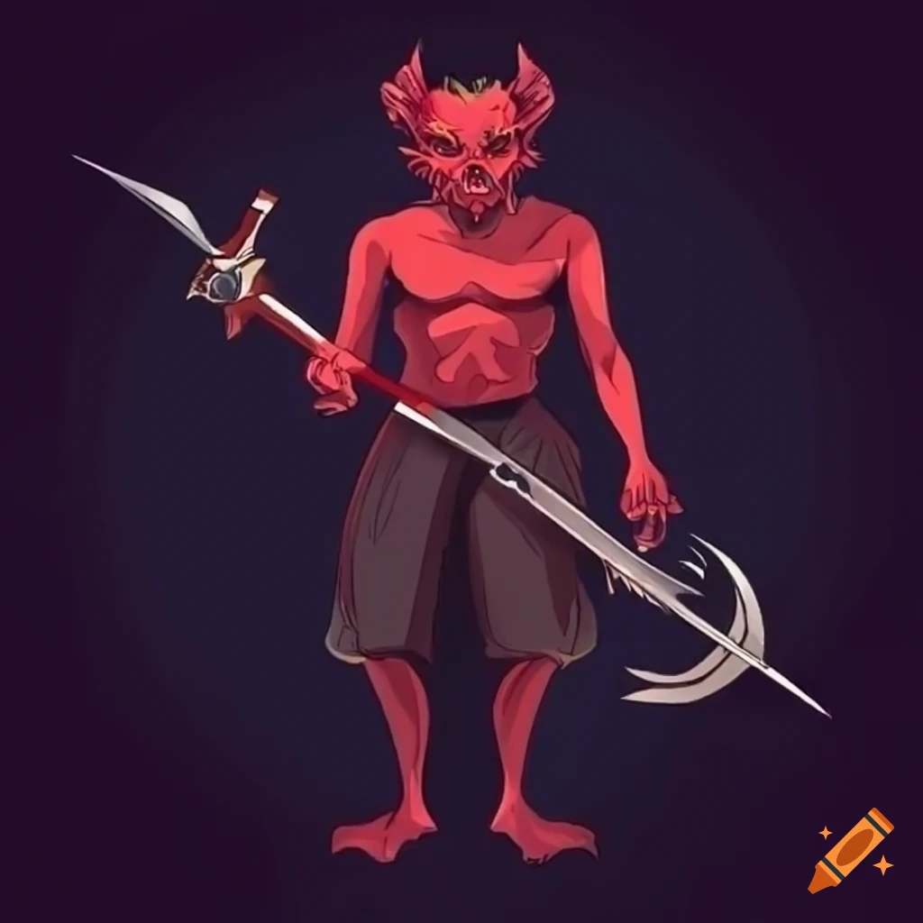 Outline of a devil with swords