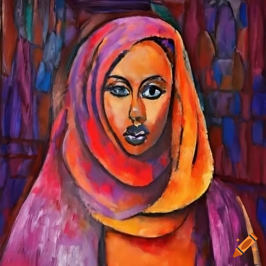 Modigliani-inspired portrait of a beautiful somali woman