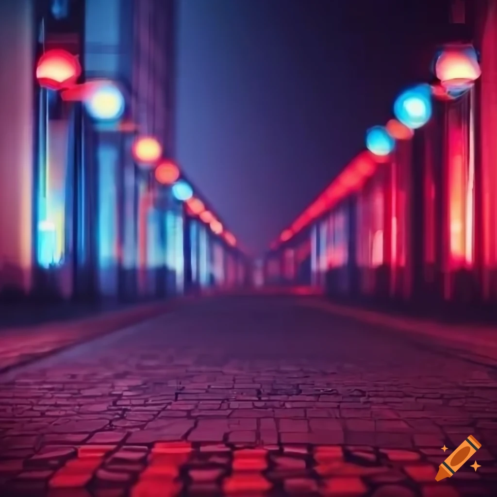 Nighttime portrait with blue and red lighting