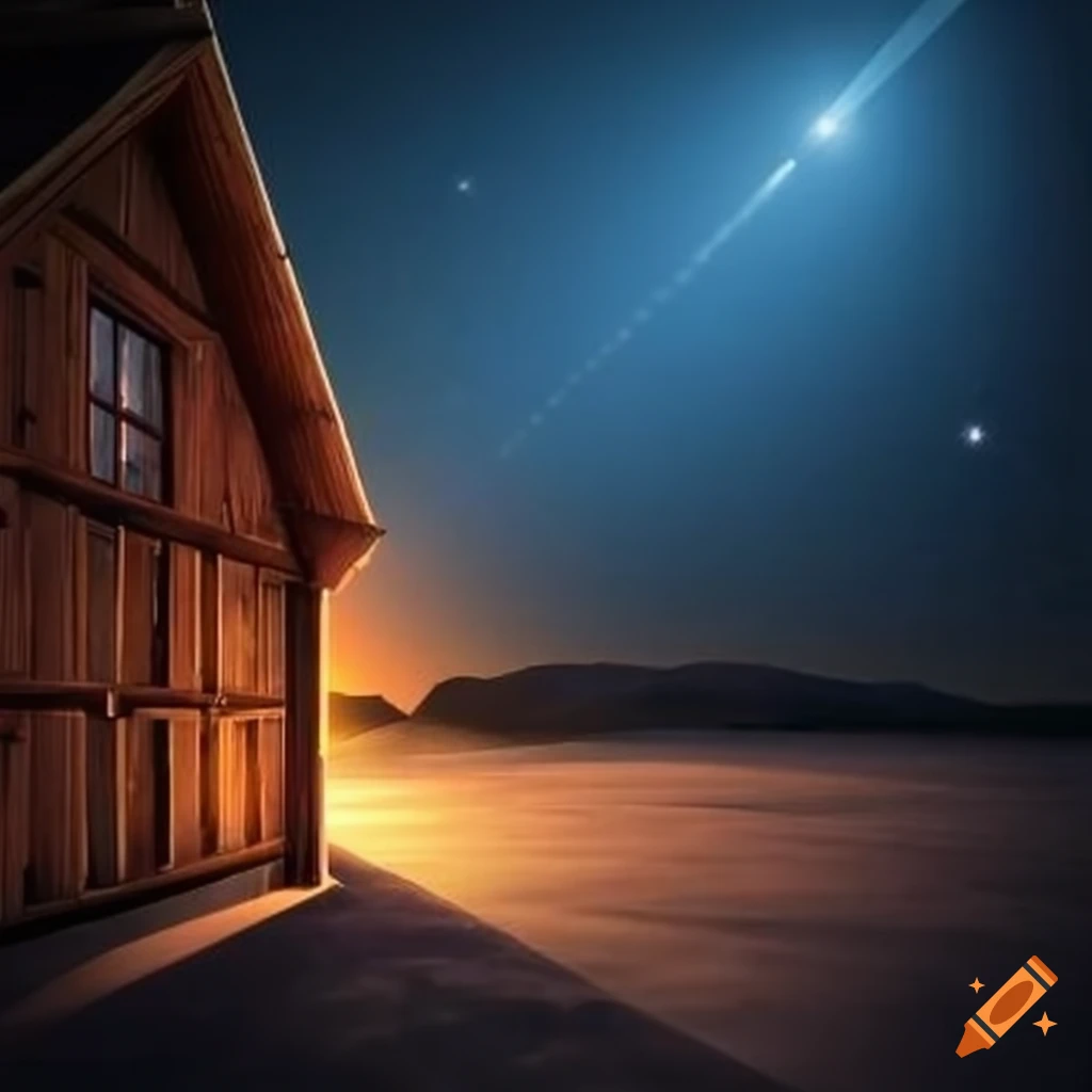 A starry night sky above an open stable