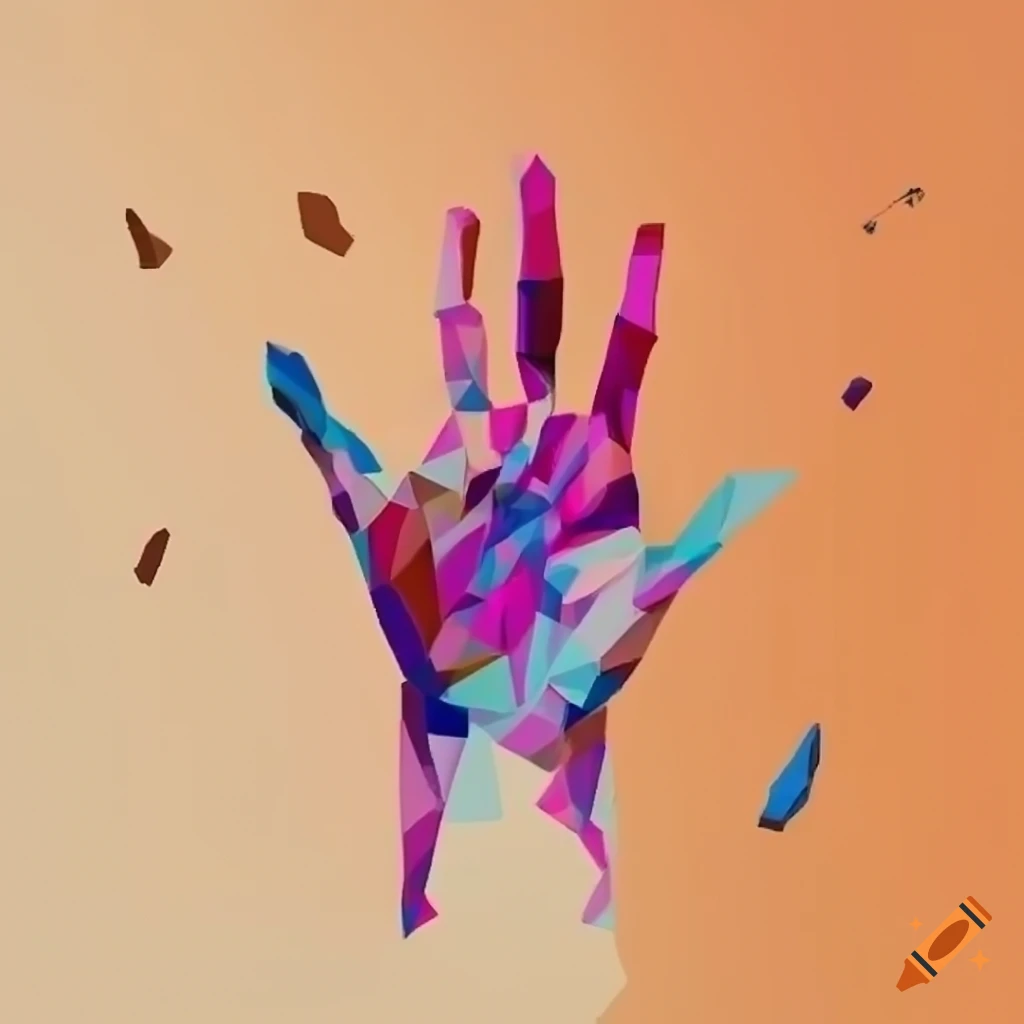 Low poly hand emerging from the ground