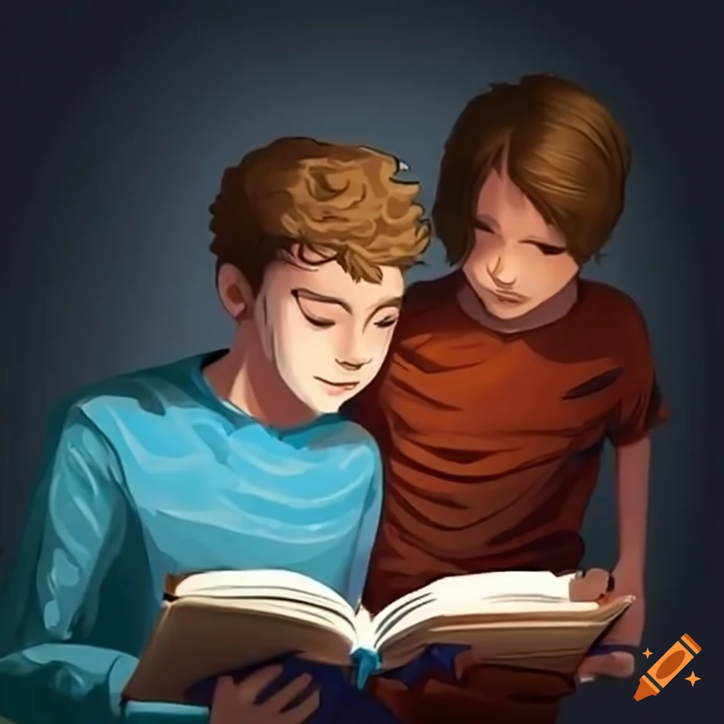 Students helping each other with reading