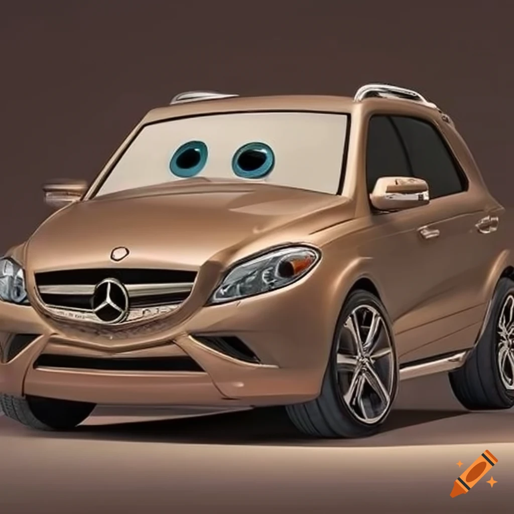 Pixar-style animated mercedes benz car