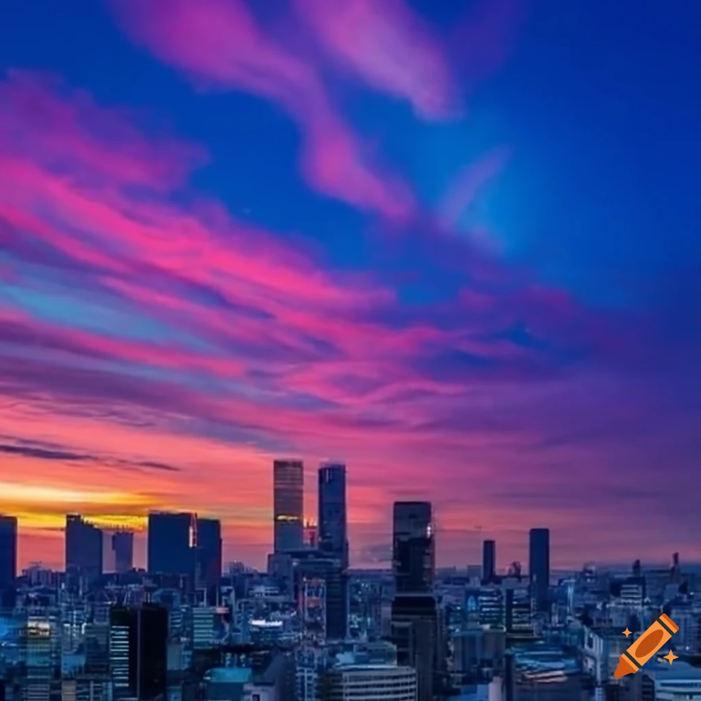 Colorful sky over tokyo