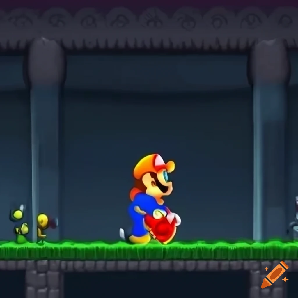 2D screenshot of a Mario game screen on Craiyon
