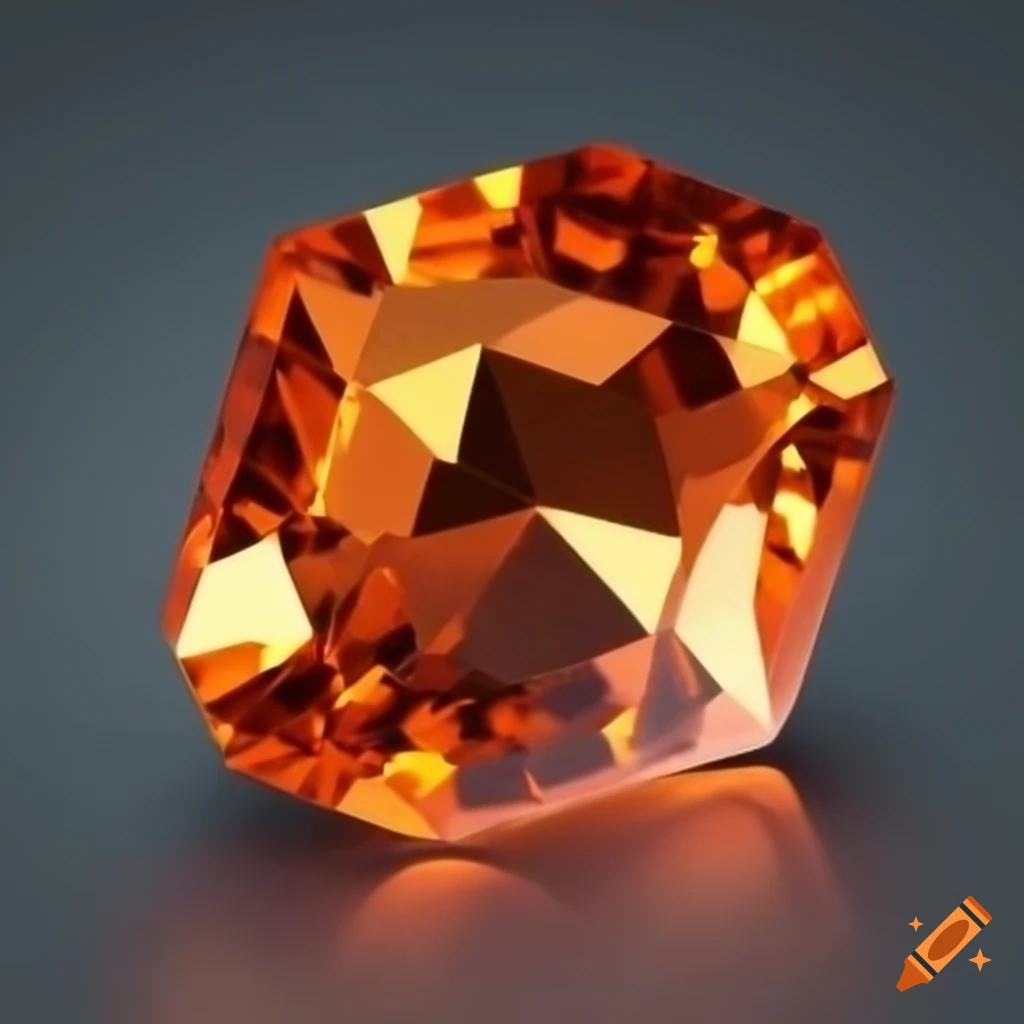 Tall hexagonal cut orange gemstone