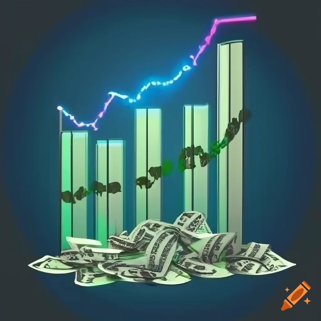 Stock chart with money lines and dollars in background