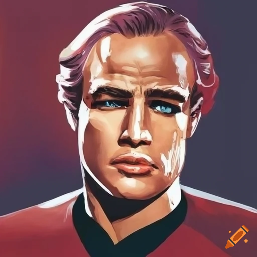 Marlon brando as star trek captain in vibrant comic art on Craiyon