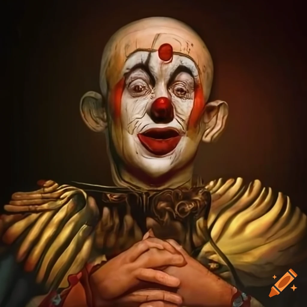 Surreal artwork of the mad god's sacred clown