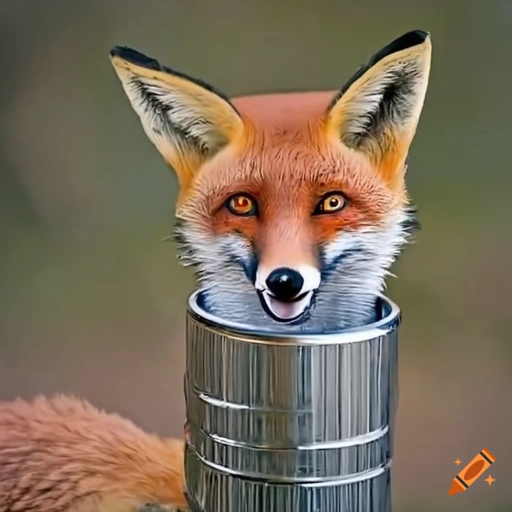 Cute fox enjoying a refreshing drink