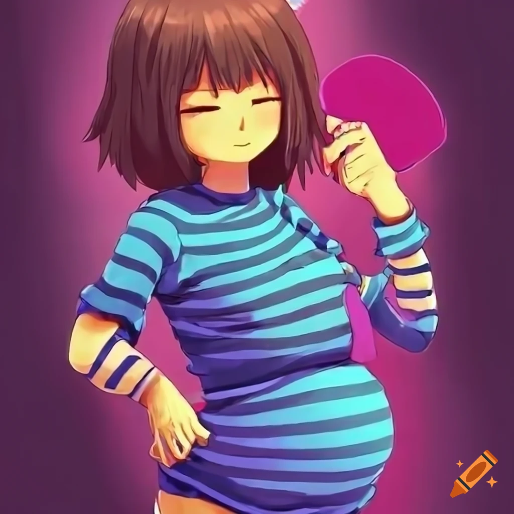 Character of a pregnant girl in Undertale video game on Craiyon