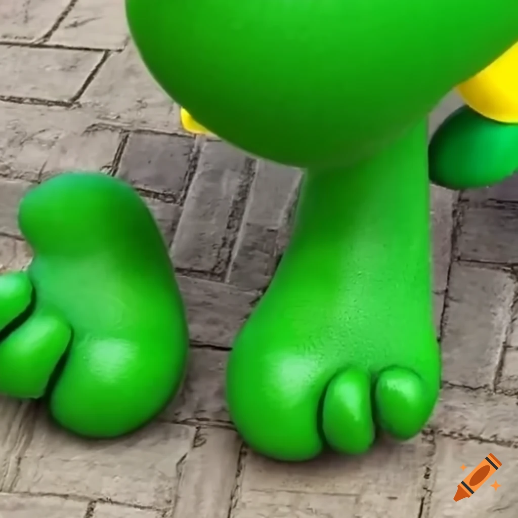 Close-up of yoshi's green feet