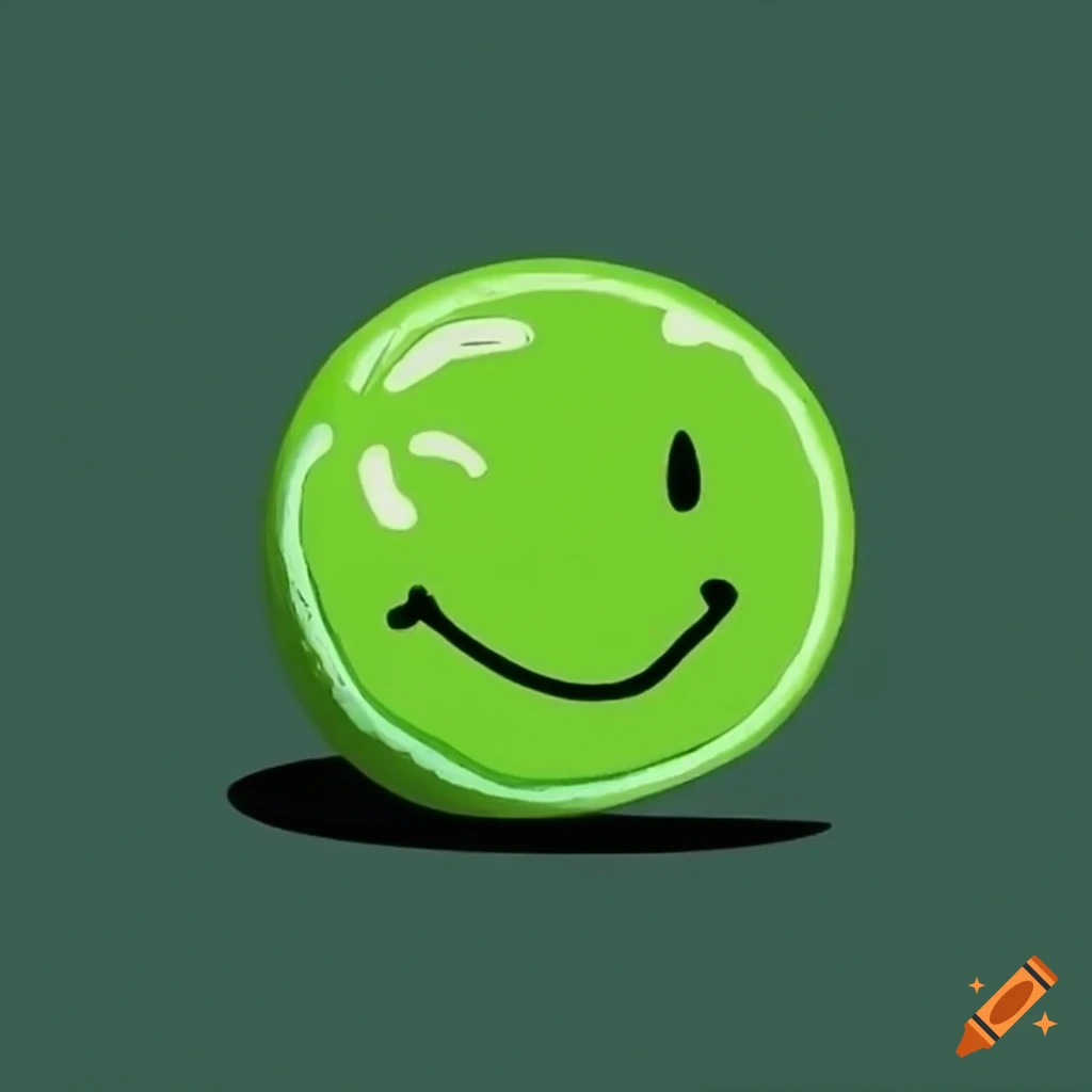 Lime green smiley face in clean lines