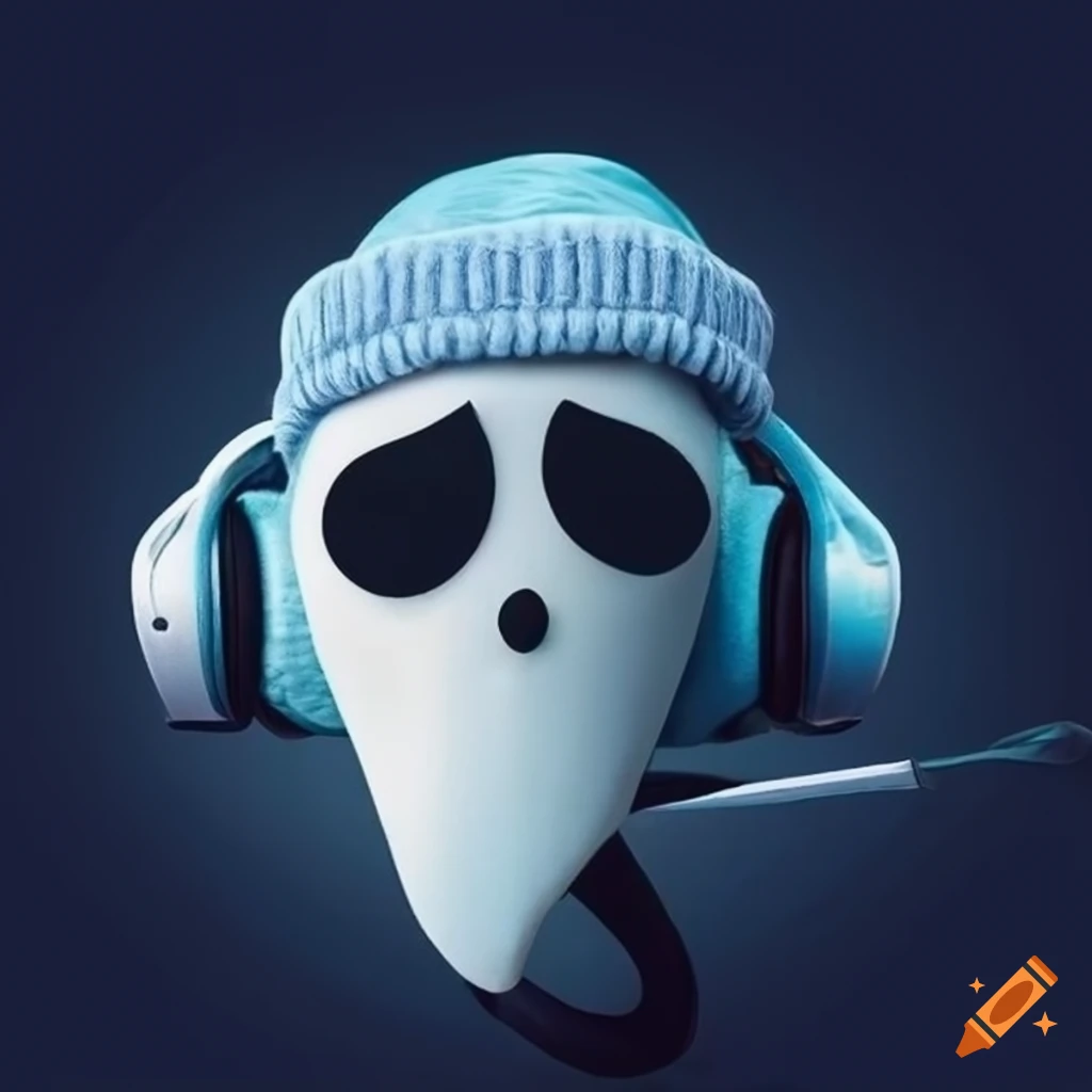 Ghost wearing a beanie hat and gaming headset