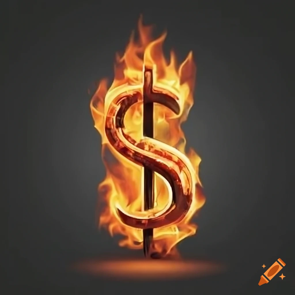 A burning dollar sign