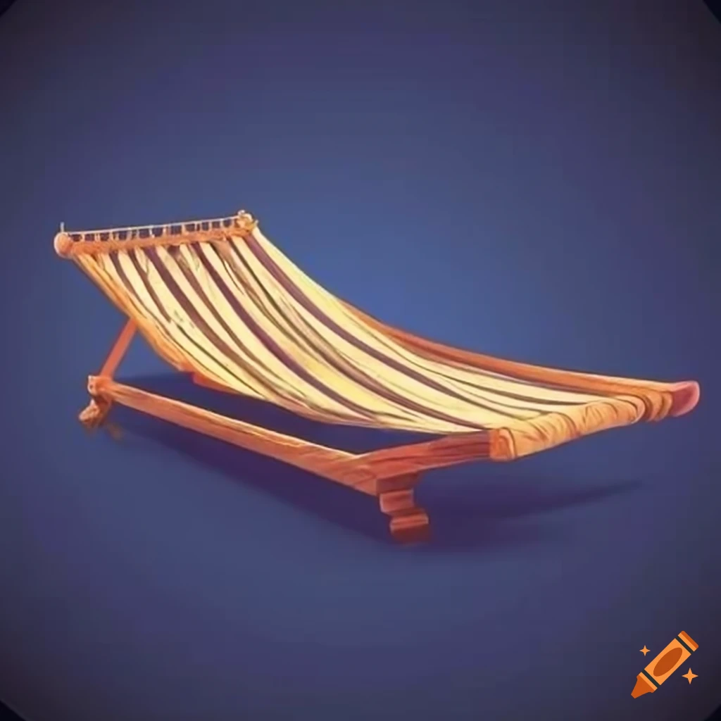 Wooden hammock combined with a roman chaise longue on Craiyon